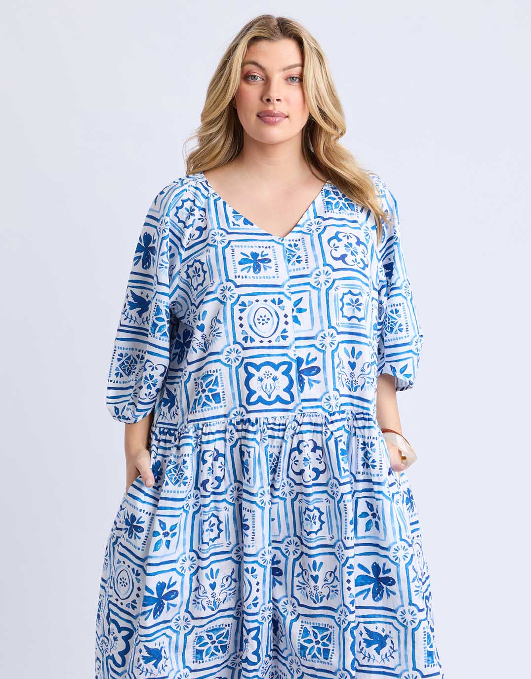 Buy Dolce Tile Midi Dress - Ocean Tile Print Elm for Sale Online ...