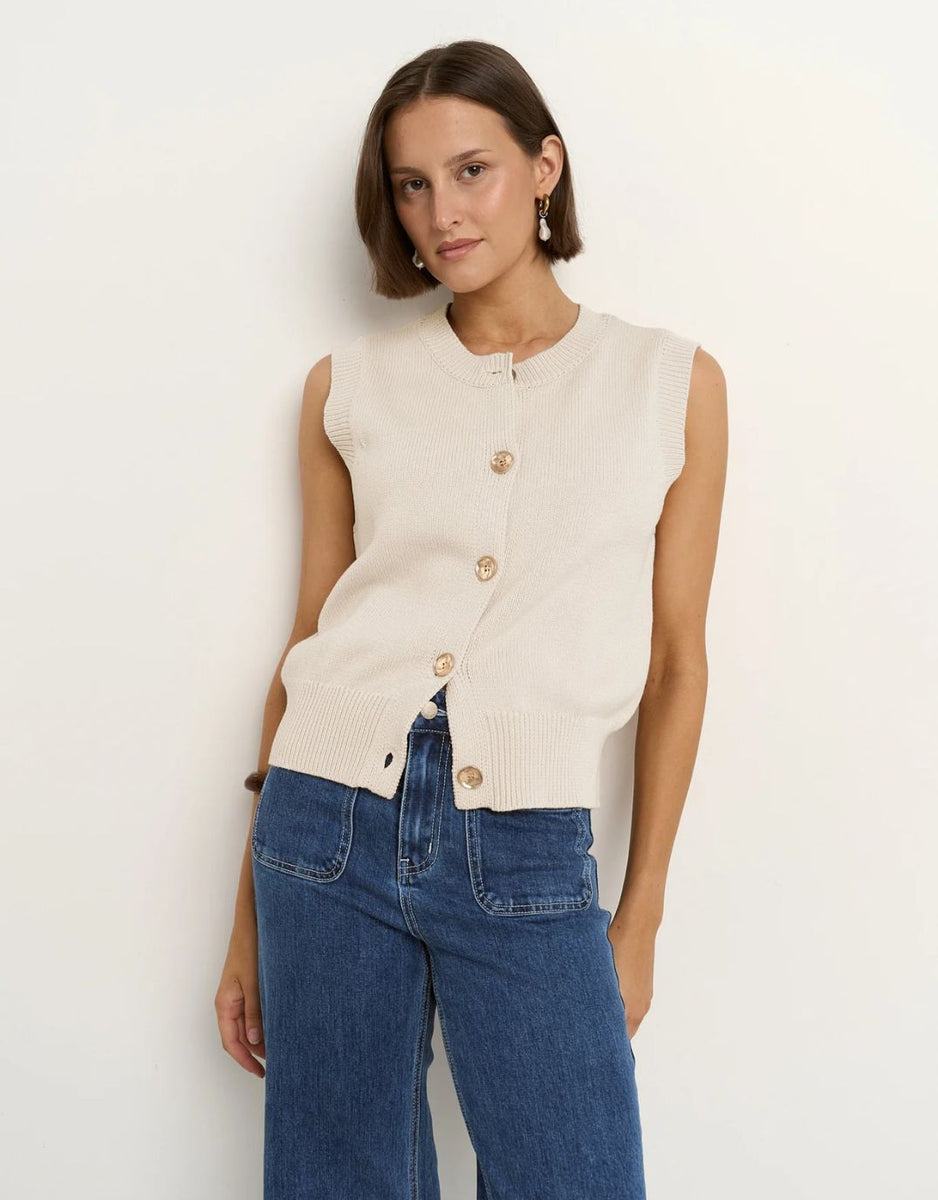 Buy Trait Crewneck Knitted Vest Top - Ivory Stories Be Told for Sale ...