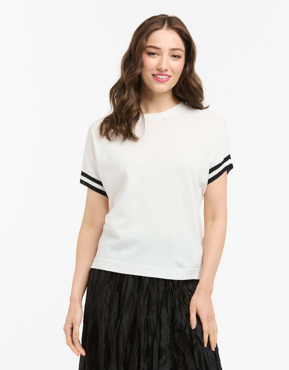 Buy Knit Top Stripe Cuff - White Urban Luxury for Sale Online Australia ...