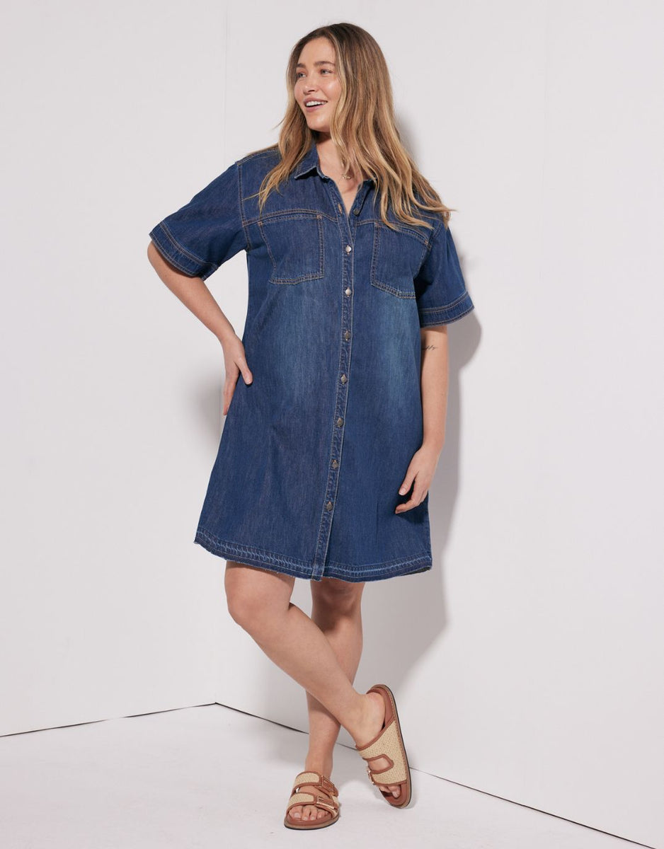 Buy Claudia Denim Dress - Dark Wash White & Co. for Sale Online ...