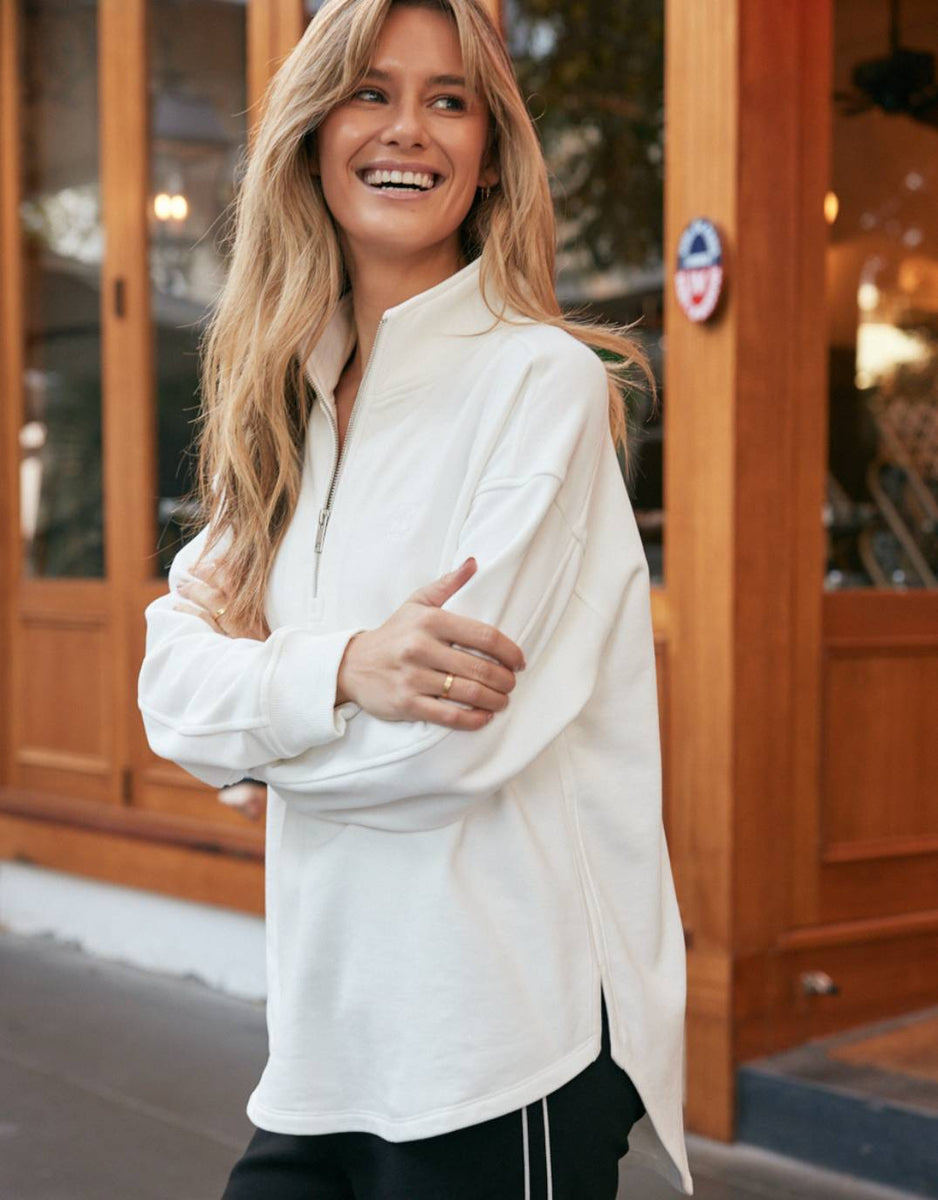 Buy Unwind Half Zip Sweater - White White & Co. for Sale Online ...